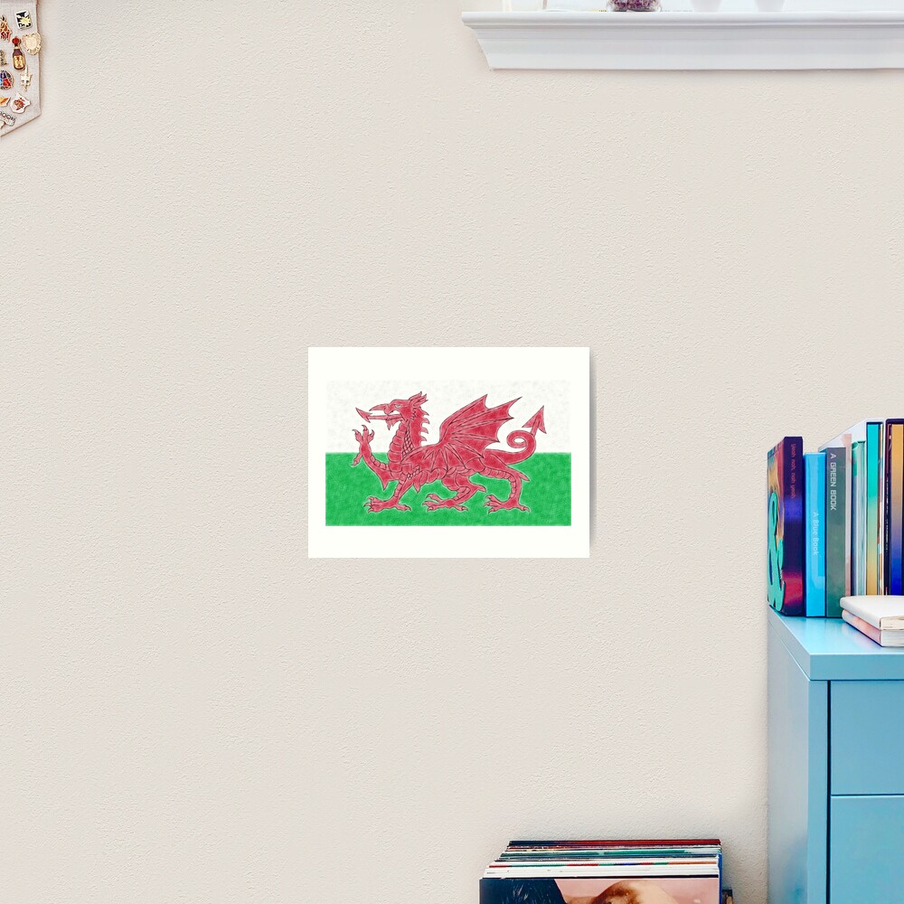 "Color Pencil Sketch Style Welsh Flag Wales Art" Art Print by Artsiren ...