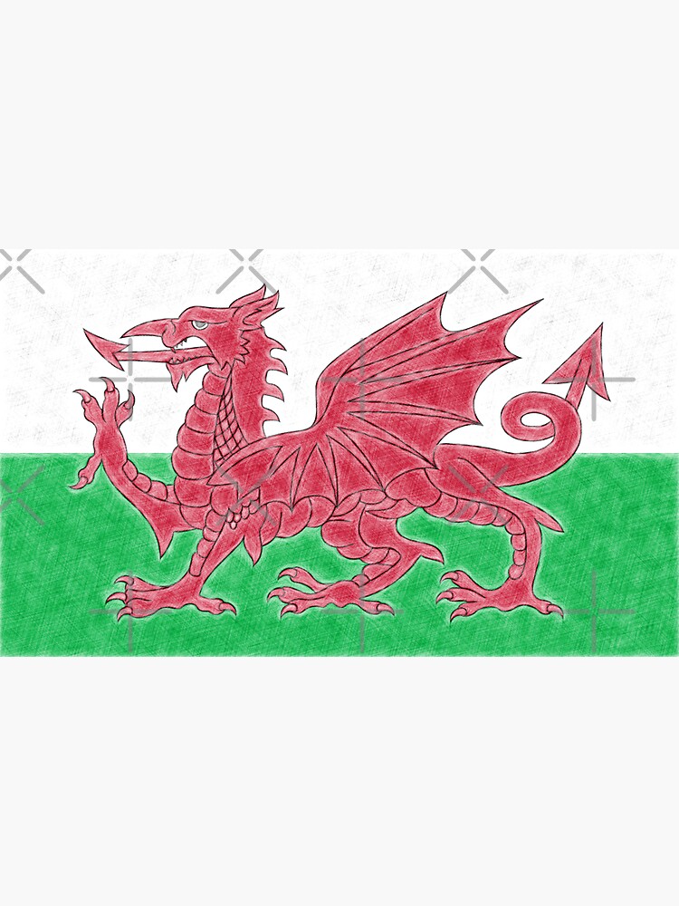 "Color Pencil Sketch Style Welsh Flag Wales Art" Sticker for Sale by ...
