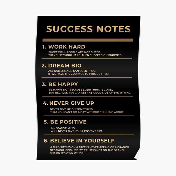 "Motivational - Succes Notes" Poster for Sale by FREAC | Redbubble