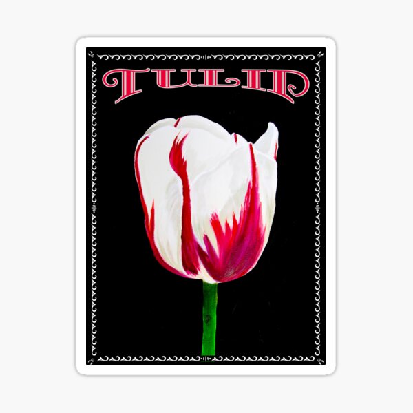 "Burgundy Tulip Label" Sticker for Sale by PaintedbyCarol | Redbubble