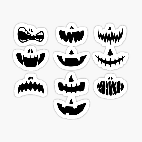 "Halloween Scary Smile Spooky Teeth, Faces and Grimaces Bundle" Sticker ...