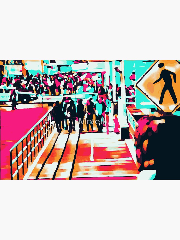 "group of people walking with the wooden walkway" Sticker by Mrvell ...