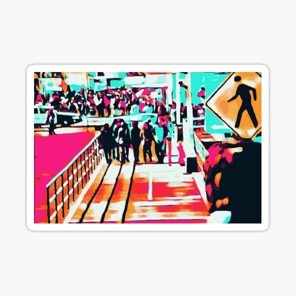 "group of people walking with the wooden walkway" Sticker by Mrvell ...