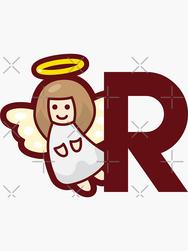 Pegatina «Alfabeto de ángel. Letra R. Lindo diseño angelical» de efenem ...