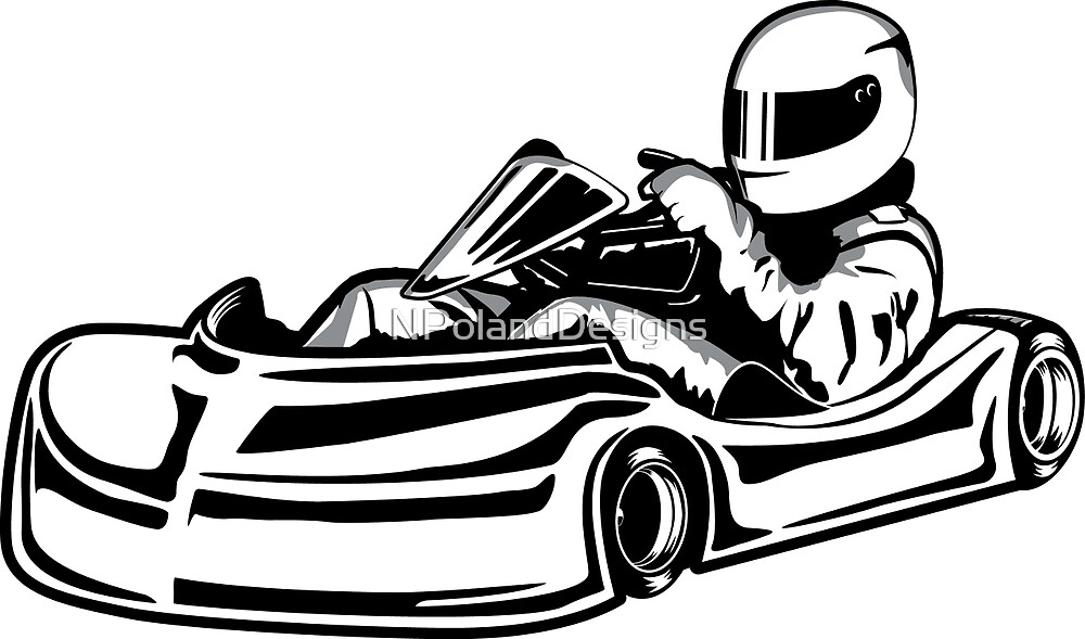 "White Go-Kart Sticker" by NPolandDesigns | Redbubble