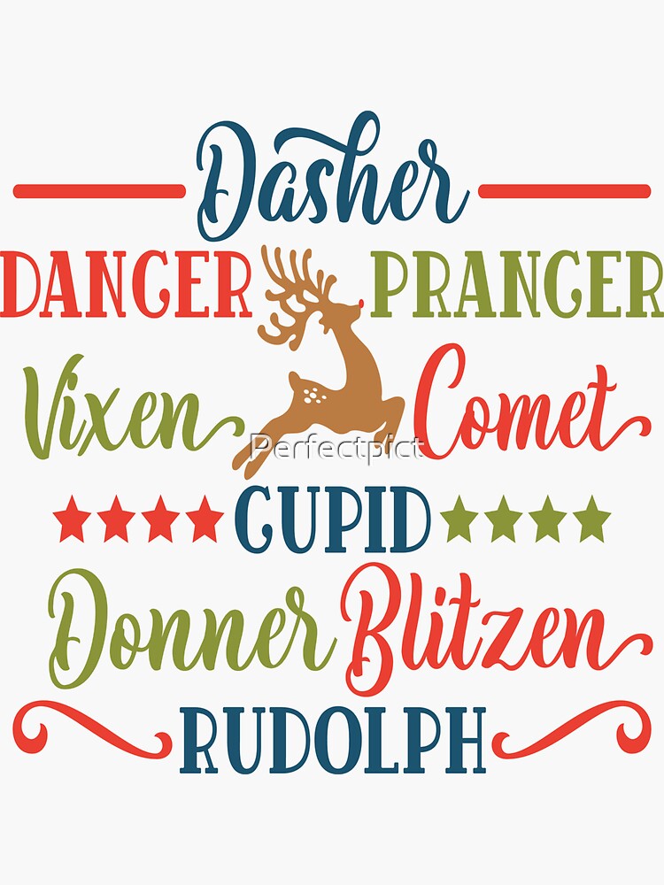 "dasher dancer prancer vixen comet cupid donner Blitzen Rudolph ...