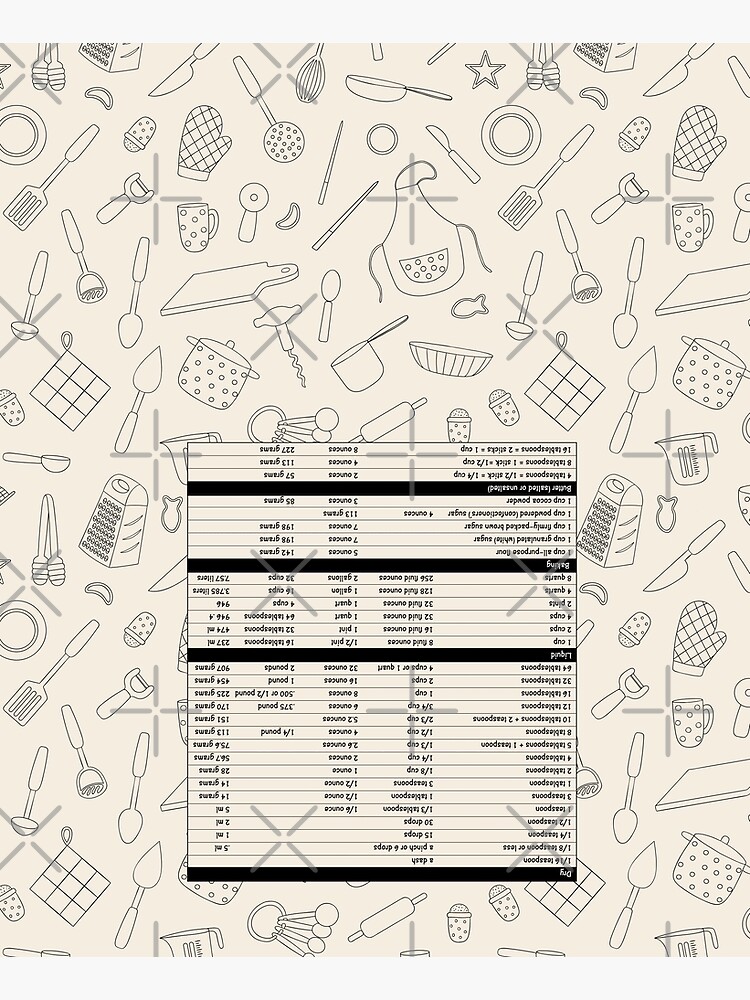 "Cooking and Baking Conversion Chart " Apron for Sale by DesignCats ...