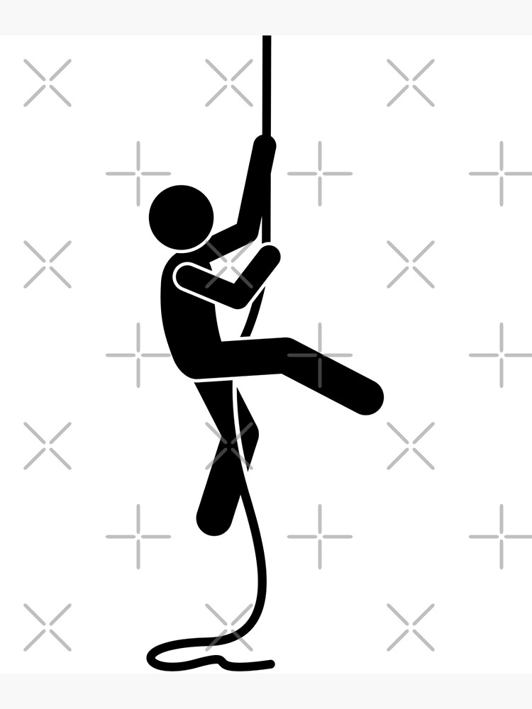 "Stickman Climbing A Rope Black Version" Poster by Stickman-- | Redbubble