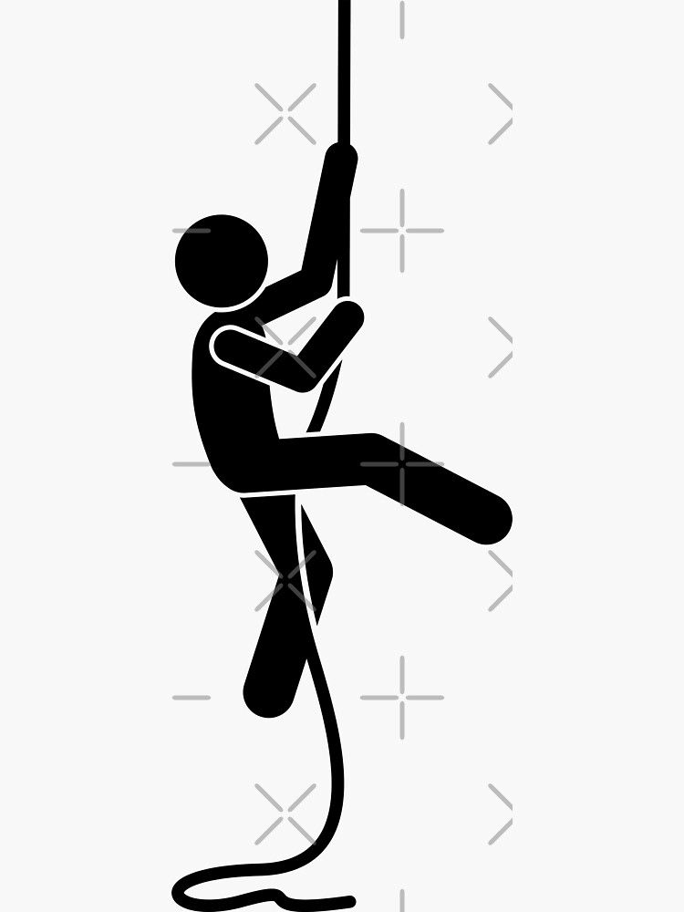 "Stickman Climbing A Rope Black Version" Sticker for Sale by Stickman ...