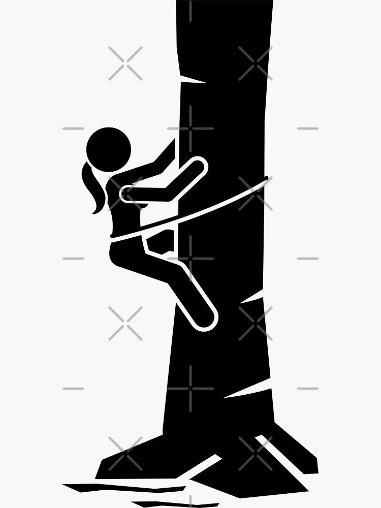 "Stickman Woman Girl Climbing A Tree - Black Version" Sticker for Sale ...