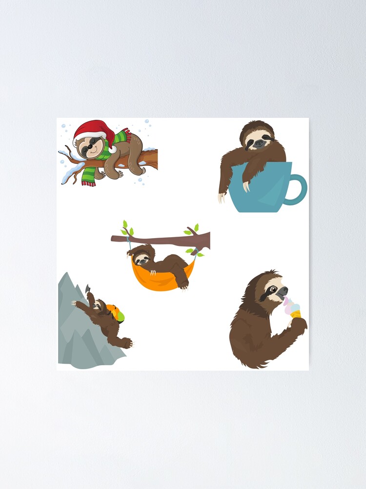 " cute sloth sticker packs- cute animal sticker packs, international ...