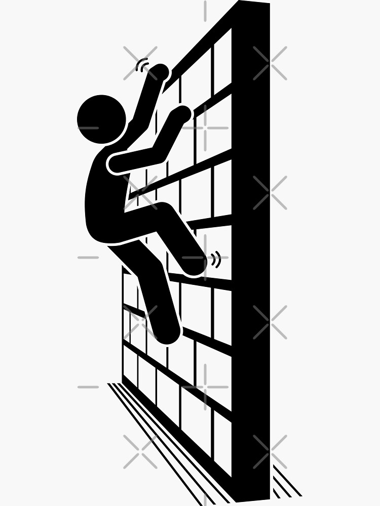 "Stickman Man Climbing A Wall - Black Version" Sticker for Sale by ...