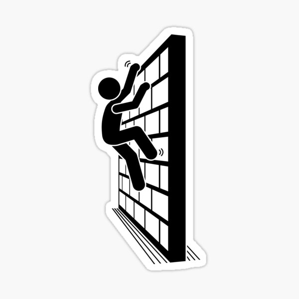 "Stickman Man Climbing A Wall - Black Version" Sticker for Sale by ...