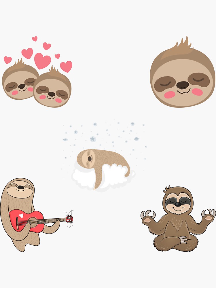"cute sloth sticker packs- cute animal sticker packs, international ...
