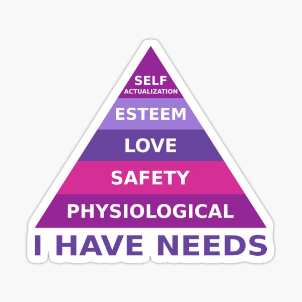"I have needs, Maslow's hierarchy of needs" Sticker for Sale by ...