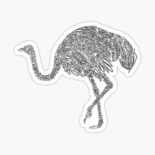 "Emu Black and White Large Bird" Sticker by JEFFSTAN | Redbubble