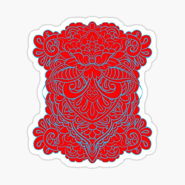 " Floral red and blue" Sticker by fakeface | Redbubble