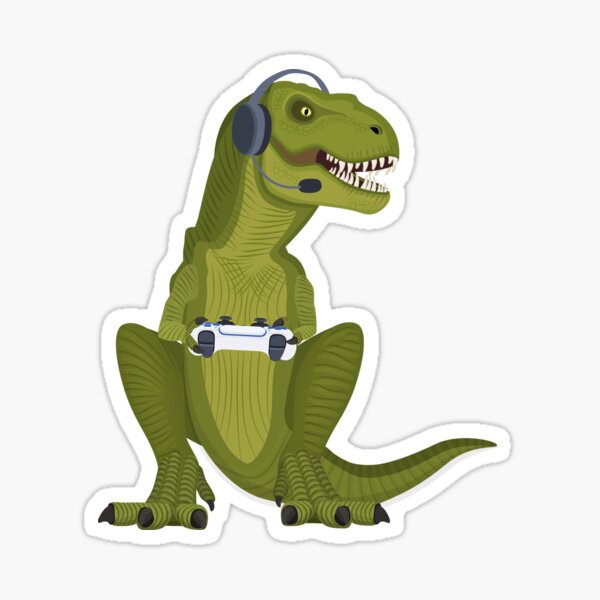 "Tyrannosaurus rex t-rex gamer dinosaur playing video games" Sticker ...