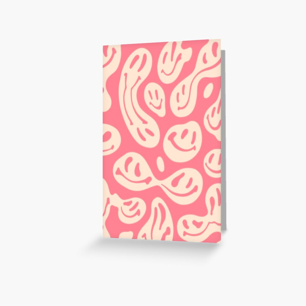 "Pink Dripping Smiley" Greeting Card for Sale by LucienStore | Redbubble