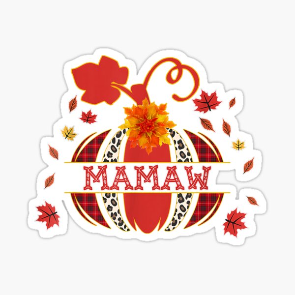 "Mamaw Pumpkin Leopard Print Sunflower Grandma Buffalo Plaid" Sticker ...