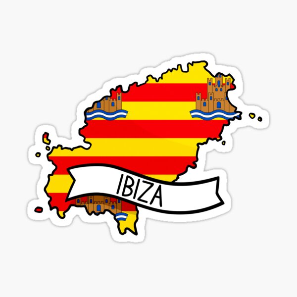 "Ibiza Flag Map Sticker" Sticker for Sale by Drawingvild | Redbubble