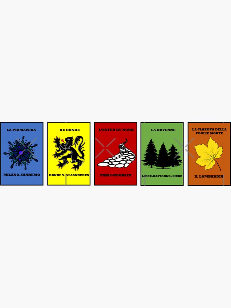 "The 5 Cycling Monuments" Sticker for Sale by Whatalifestyle | Redbubble