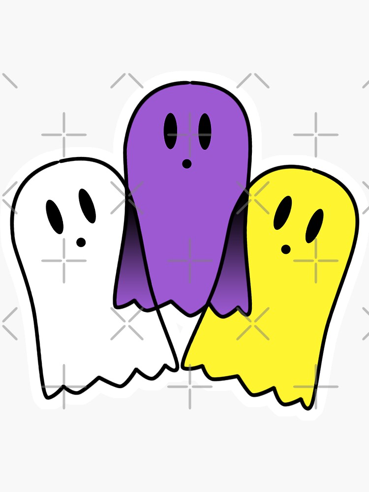 "Subtle Pride Spooky Cute Ghosts Non-Binary Flag" Sticker for Sale by JennaRideout | Redbubble