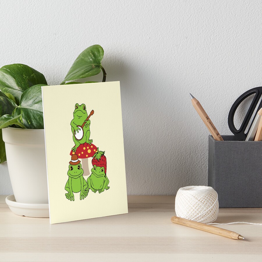 "Cute Frogs - Cottage core Frogs playing banjo" Art Board Print by ...