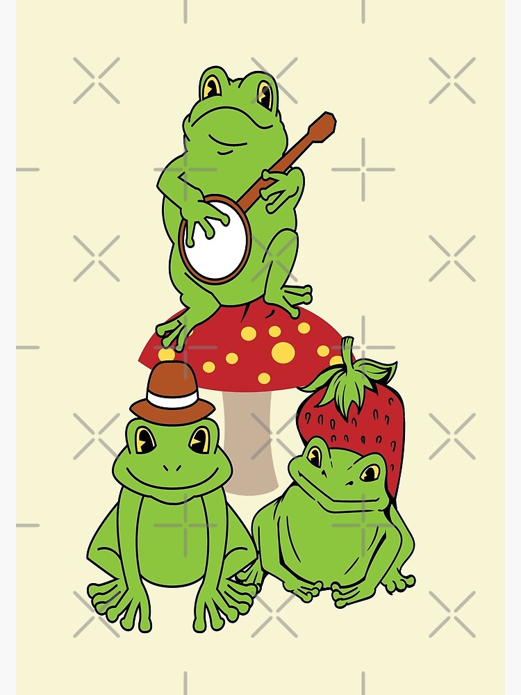 "Cute Frogs - Cottage core Frogs playing banjo" Poster by Tovahblue ...