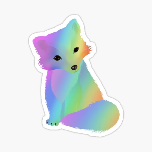 "Cute fox, the Rainbow series" Sticker for Sale by bbohemian | Redbubble