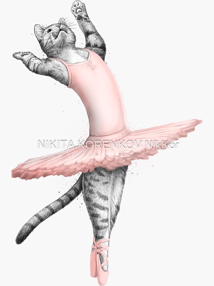 "Ballerina Cat" Sticker for Sale by NikKor | Redbubble