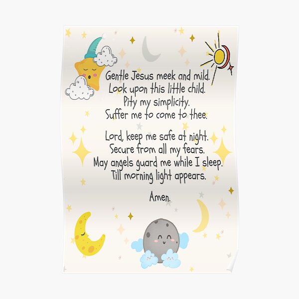 "Children Prayer - Gentle Jesus Prayers " Poster for Sale by Tovahblue ...