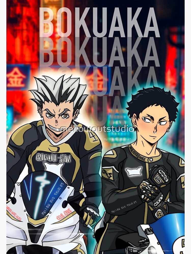 "bokuaka motorcycle haikyuu anime" Poster by mellowoutstudio | Redbubble