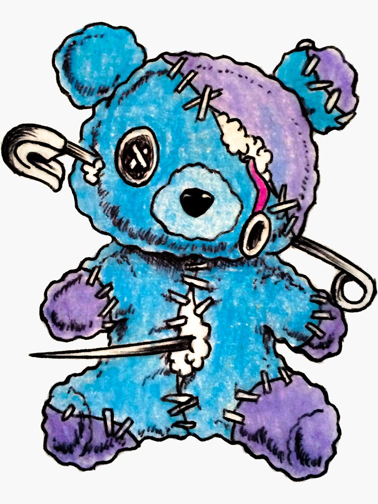 "Emo Teddy Bear" Sticker for Sale by yngsyx | Redbubble
