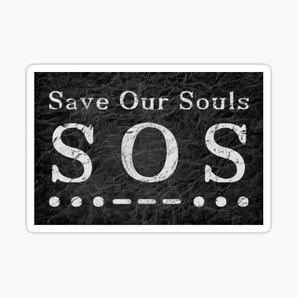 "Illustration - SOS in shabby vintage style" Sticker by WillysVintage ...
