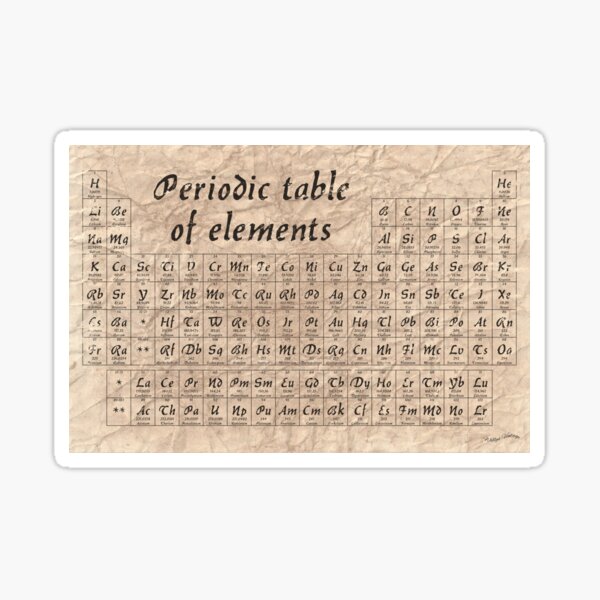 "Illustration - Periodic table in shabby vintage style" Sticker for ...