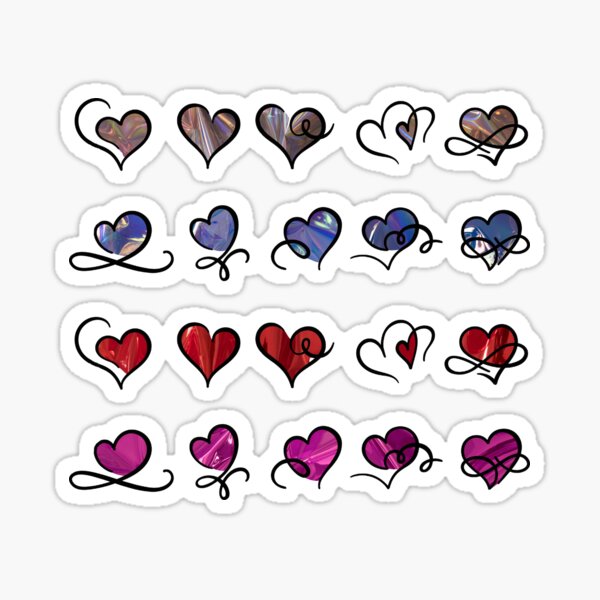 "Chrome hearts - Holographic metallic hearts pattern sticker pack ...