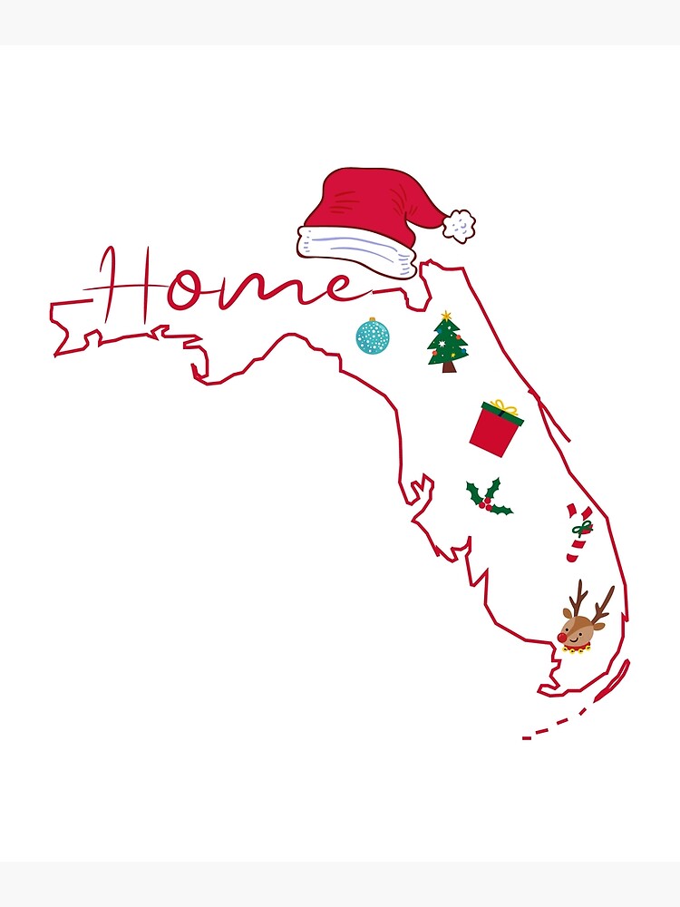 "Florida Christmas Florida Home Xmas Florida State Map Pride" Poster ...