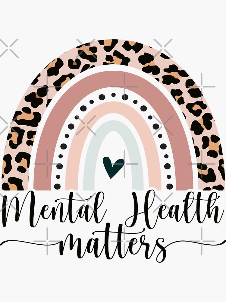 Mental Health Matters Leopard Print Boho Rainbow Awareness Sticker