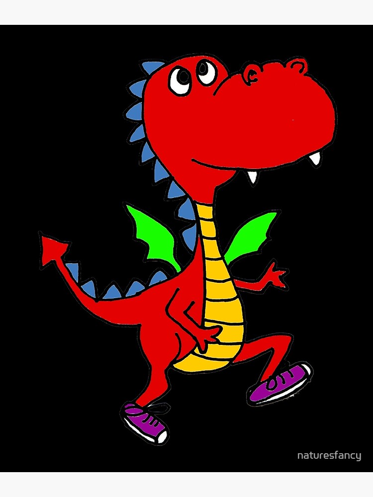 "Funny Red Dragon Jogging Cartoon " Poster for Sale by naturesfancy ...