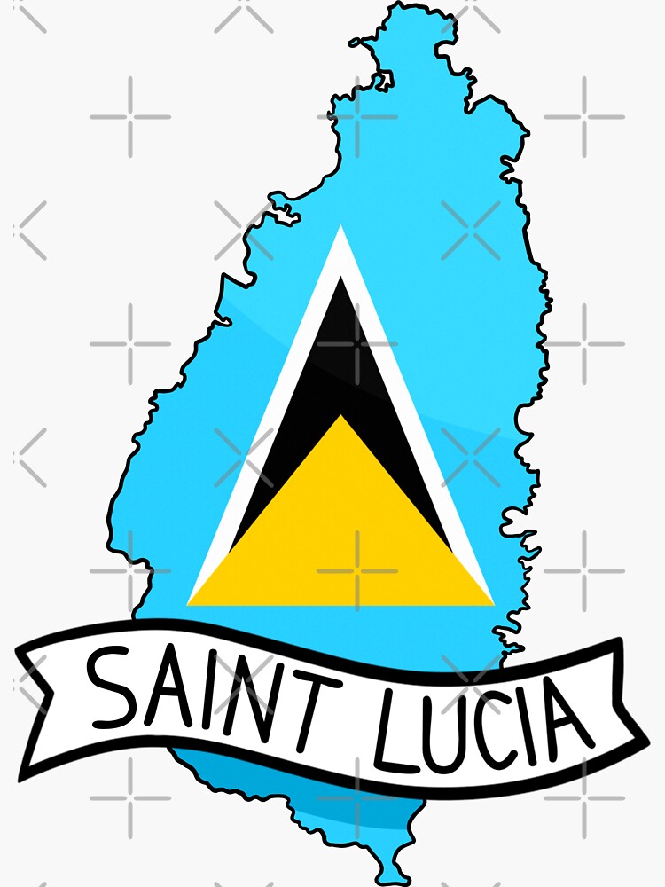 "Saint Lucia Flag Map Sticker" Sticker for Sale by Drawingvild | Redbubble