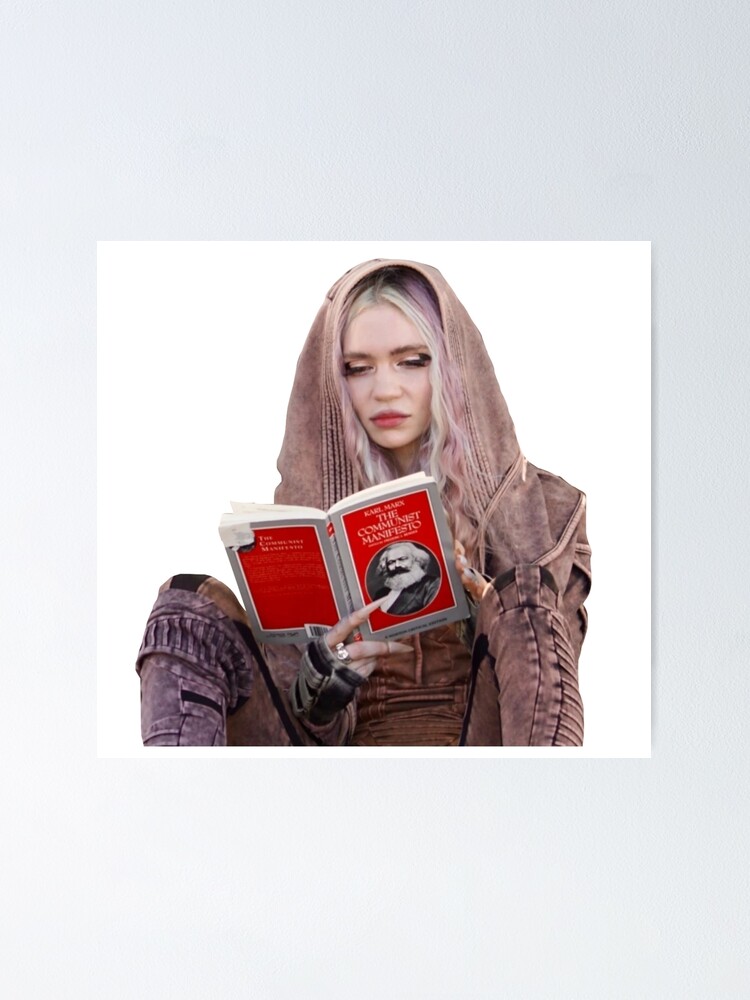 "Grimes Reading Communist Manifesto" Poster for Sale by virginiaviolet1 ...