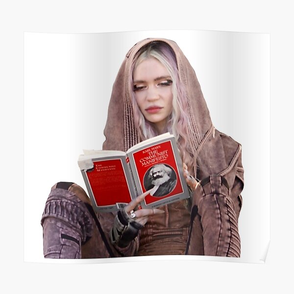 "Grimes Reading Communist Manifesto" Poster for Sale by virginiaviolet1 ...