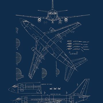 "Airplane Blueprint Design Boeing 737" Sticker for Sale by ...