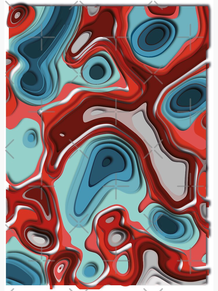 "Warm and Cool Geographic Forms " Sticker for Sale by BERGUETTI-7 ...