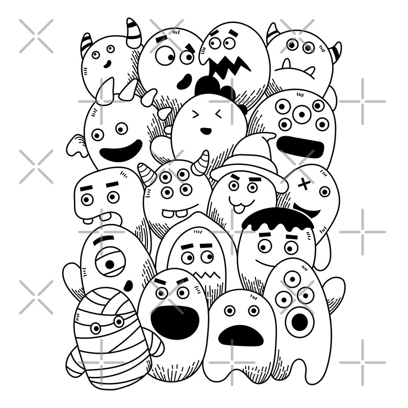 "Halloween monsters spooky creepy doodles" by MagicStrawberry | Redbubble