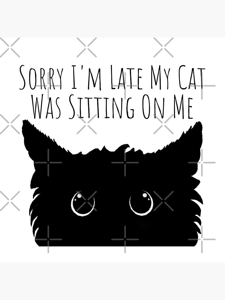 "Tut mir leid, dass ich zu spät bin, meine Katze saß auf mir schwarze Katze" Acrylblock von ...