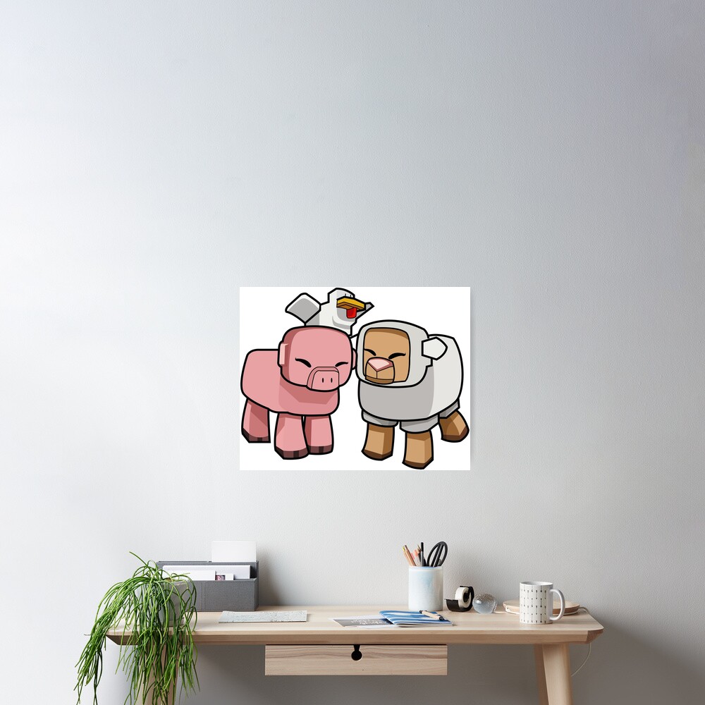 Poster « Minecraft Animals - Poulet Minecraft, Minecraft Pig et ...
