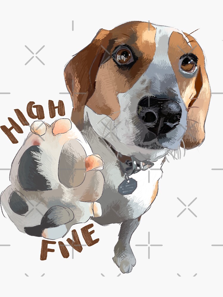 "Beagle giving a high five" Sticker for Sale by teave | Redbubble