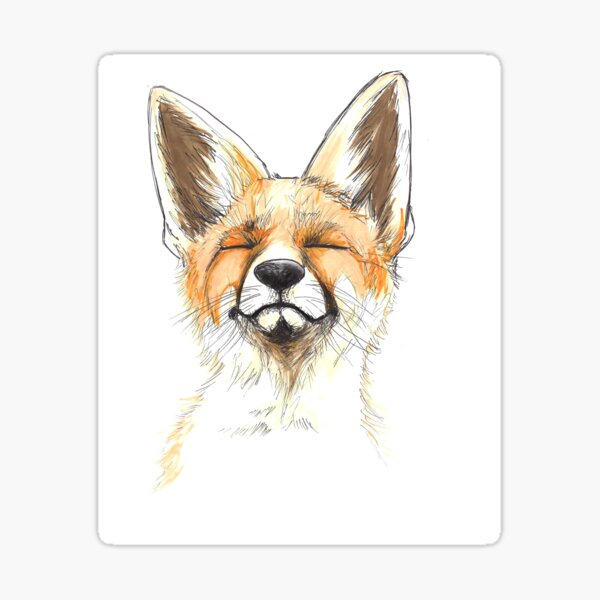 "Happy Fox" Sticker for Sale by ArtByMarcina | Redbubble